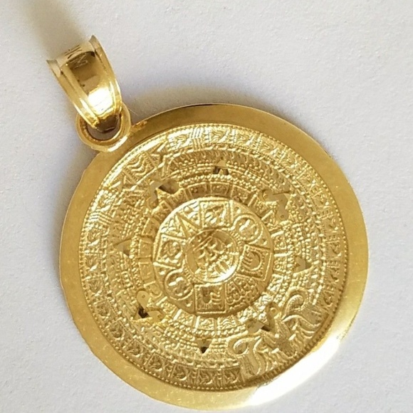 Jewelry | 14k Yellow Gold Aztec Sun Calendar Pendant | Poshmark